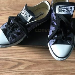 Converse | Shoes | Custom Purple And Black Converse Allstars | Poshmark